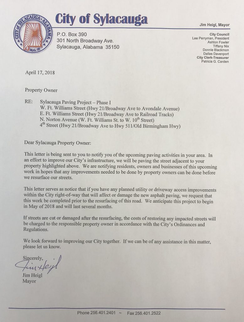 City issues notice to residents to be affected by street paving ...